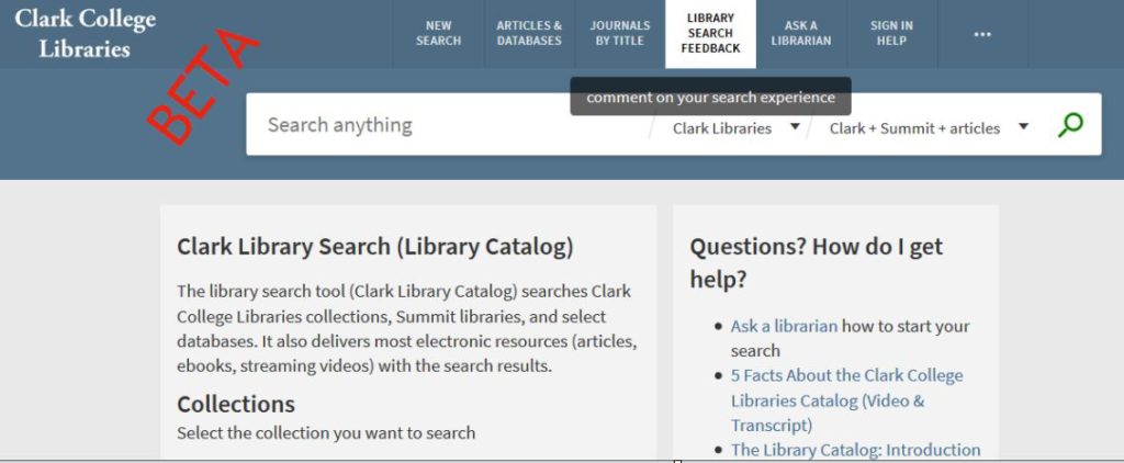We Need Your Feedback on New Library Catalog Interface – Clark College ...